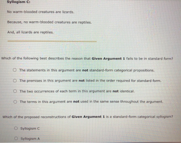 2. Standard-Form Categorical Syllogisms In order to | Chegg.com