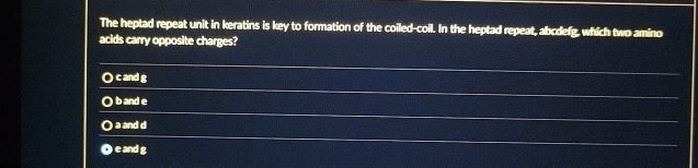 Solved The heptad repeat unit in keratins is key to | Chegg.com