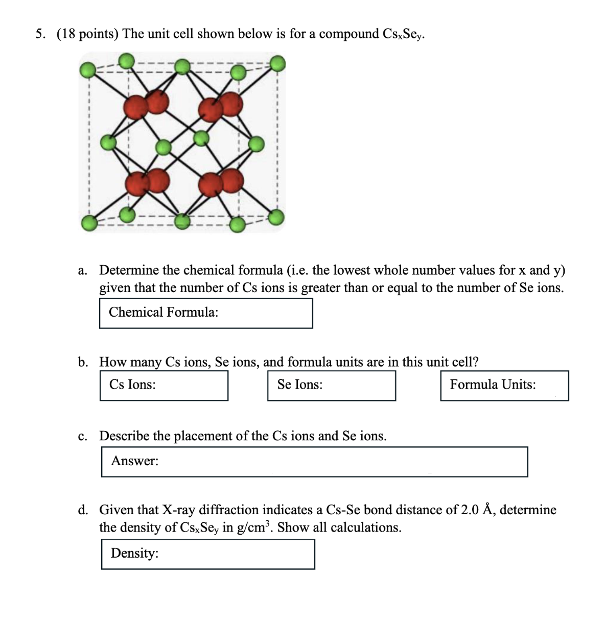 (18 ﻿points) ﻿The unit cell shown below is ﻿for a | Chegg.com