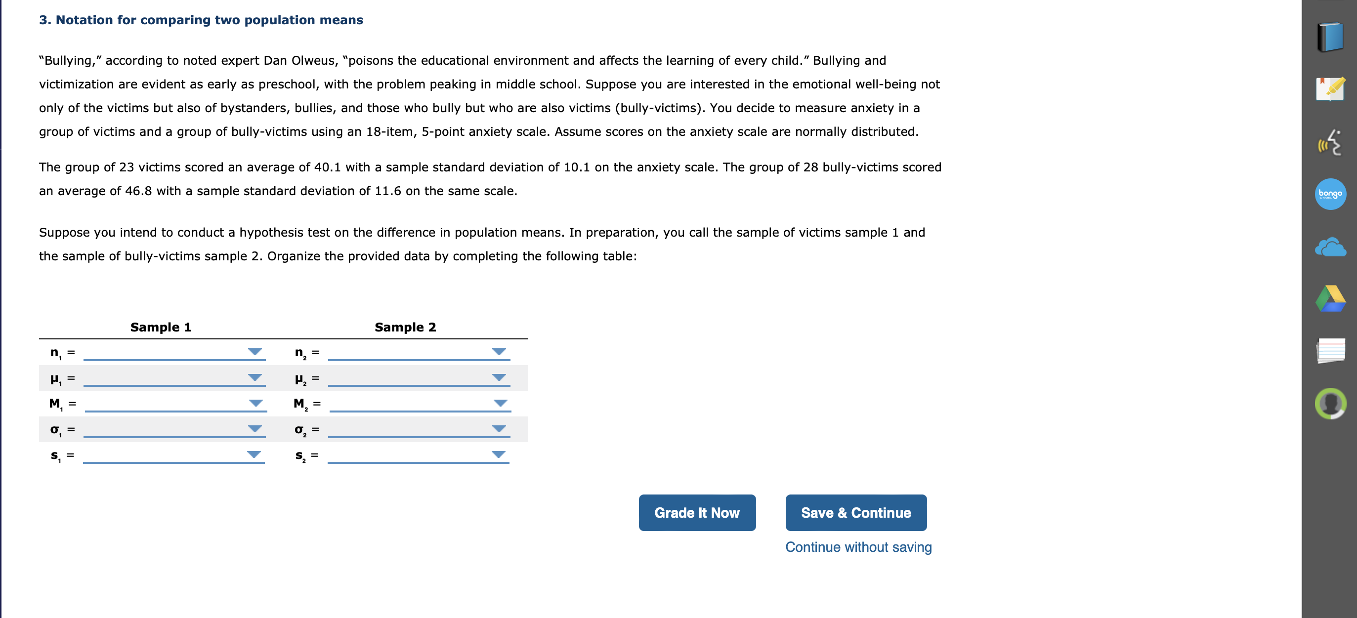 Solved Notation for comparing two population | Chegg.com