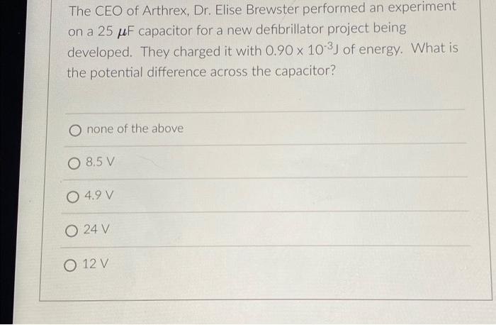 Solved The CEO of Arthrex, Dr. Elise Brewster performed an | Chegg.com