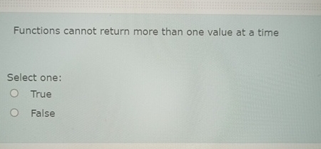 Solved Functions cannot return more than one value at a | Chegg.com
