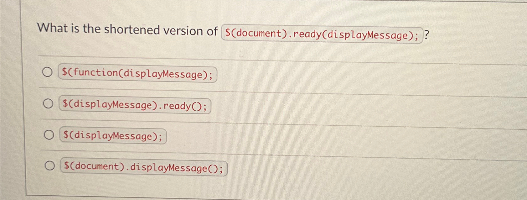 Solved What is the shortened version of $ (document). | Chegg.com