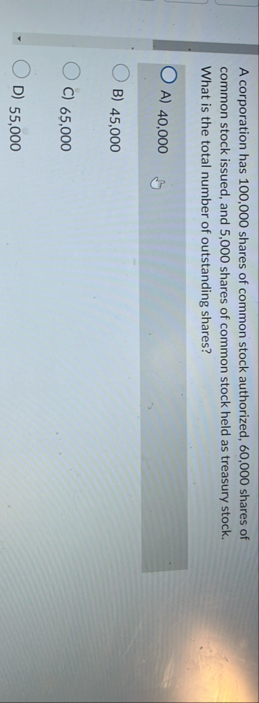 Solved A corporation has 100,000 ﻿shares of common stock | Chegg.com