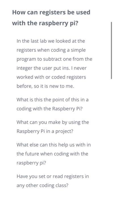 Solved How can registers be used with the raspberry pi? In | Chegg.com