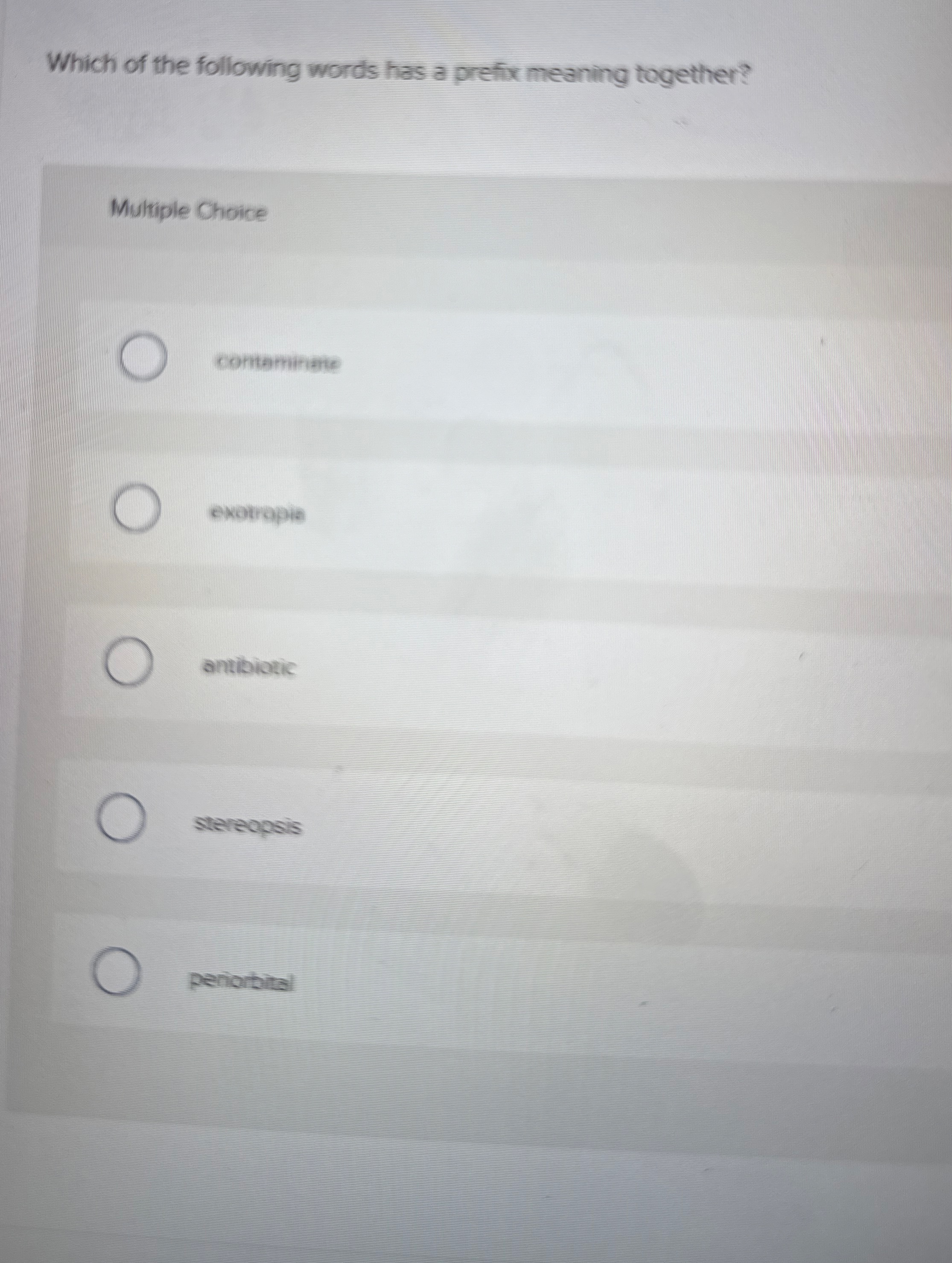 Solved Which of the following words has a prefix meaning | Chegg.com