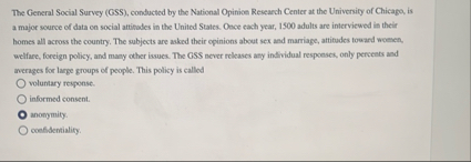 Solved The General Social Survey (GSS), ﻿conducted by the | Chegg.com