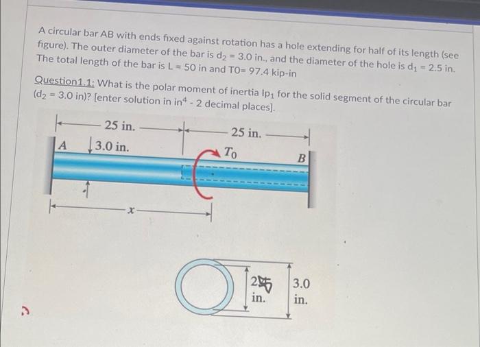 Solved A circular bar AB with ends fixed against rotation | Chegg.com