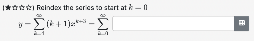 Solved (***↶ϖほ) ﻿Reindex the series to start at | Chegg.com