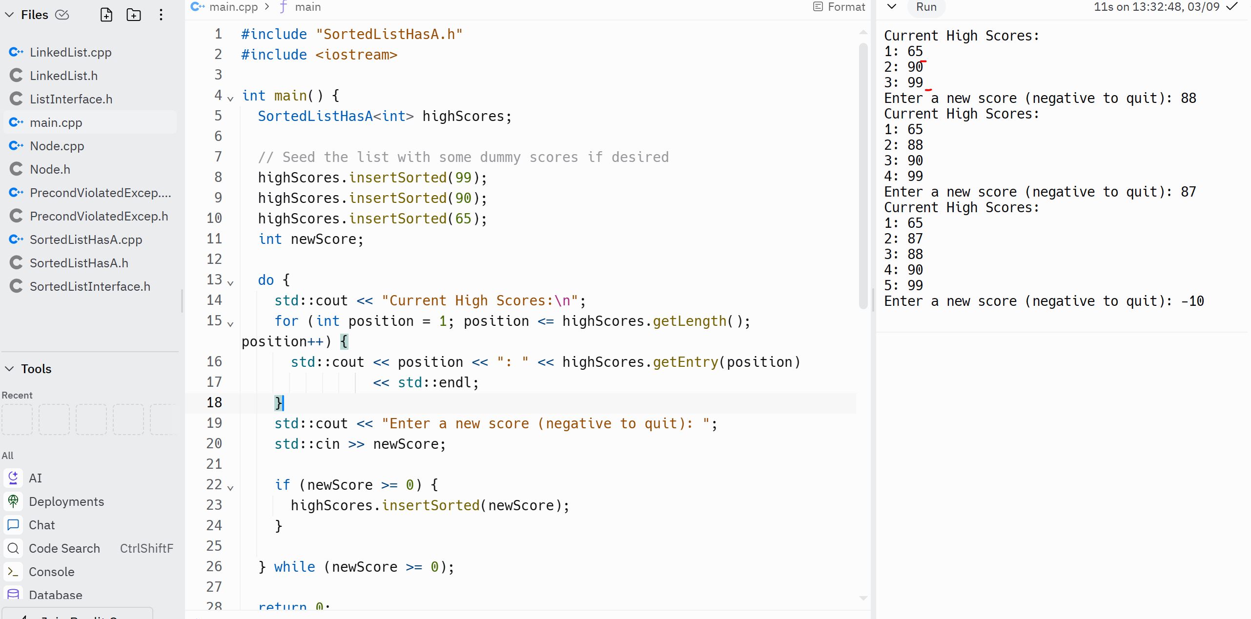 Solved For this assignment, implement a high score system | Chegg.com