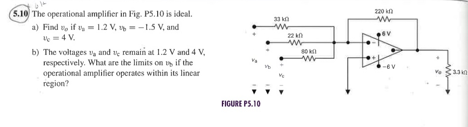 Solved 5.10 ﻿The operational amplifier in Fig. P5.10 ﻿is | Chegg.com