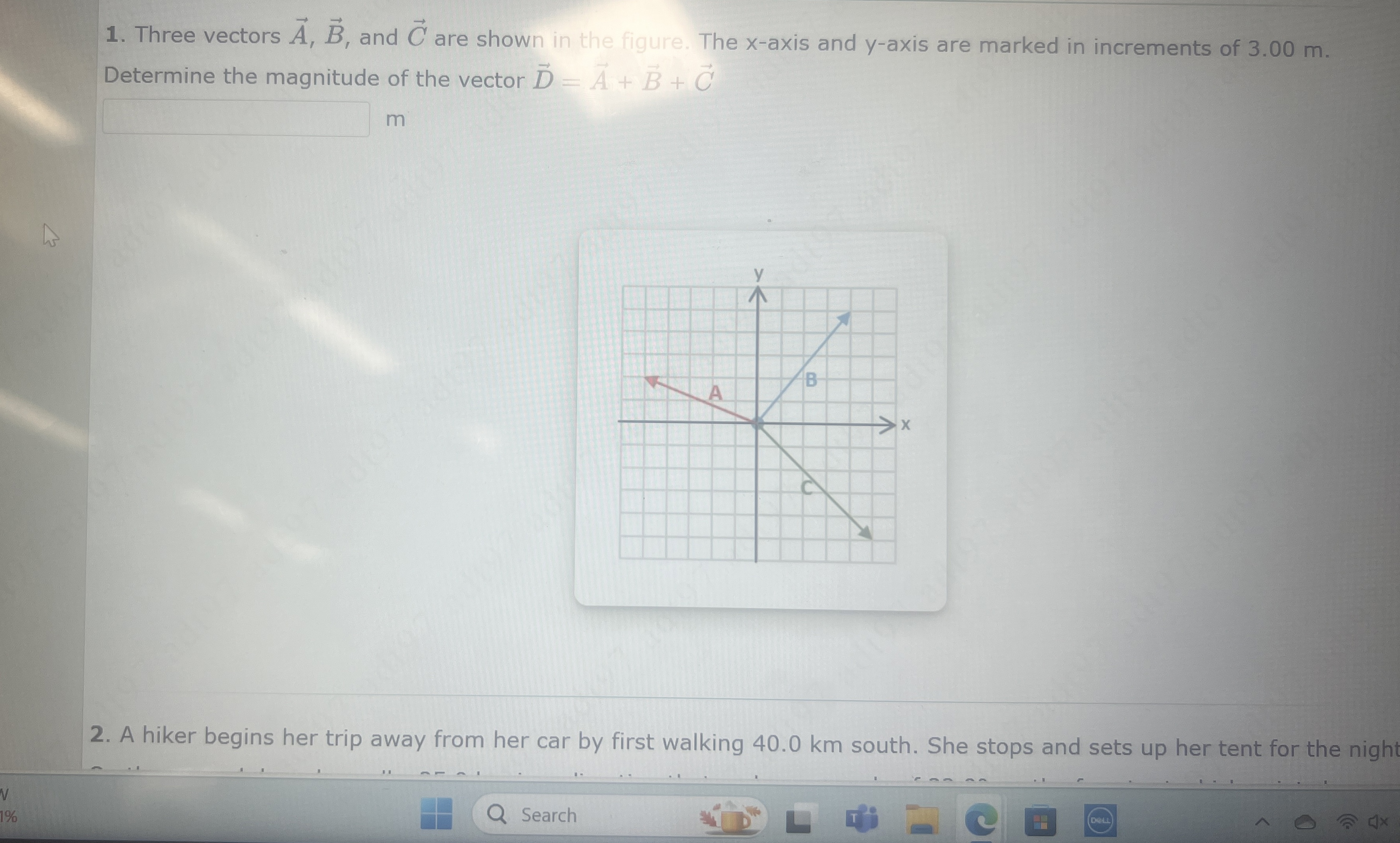 Solved Three vectors vec(A),vec(B), ﻿and vec(C) ﻿are shown | Chegg.com
