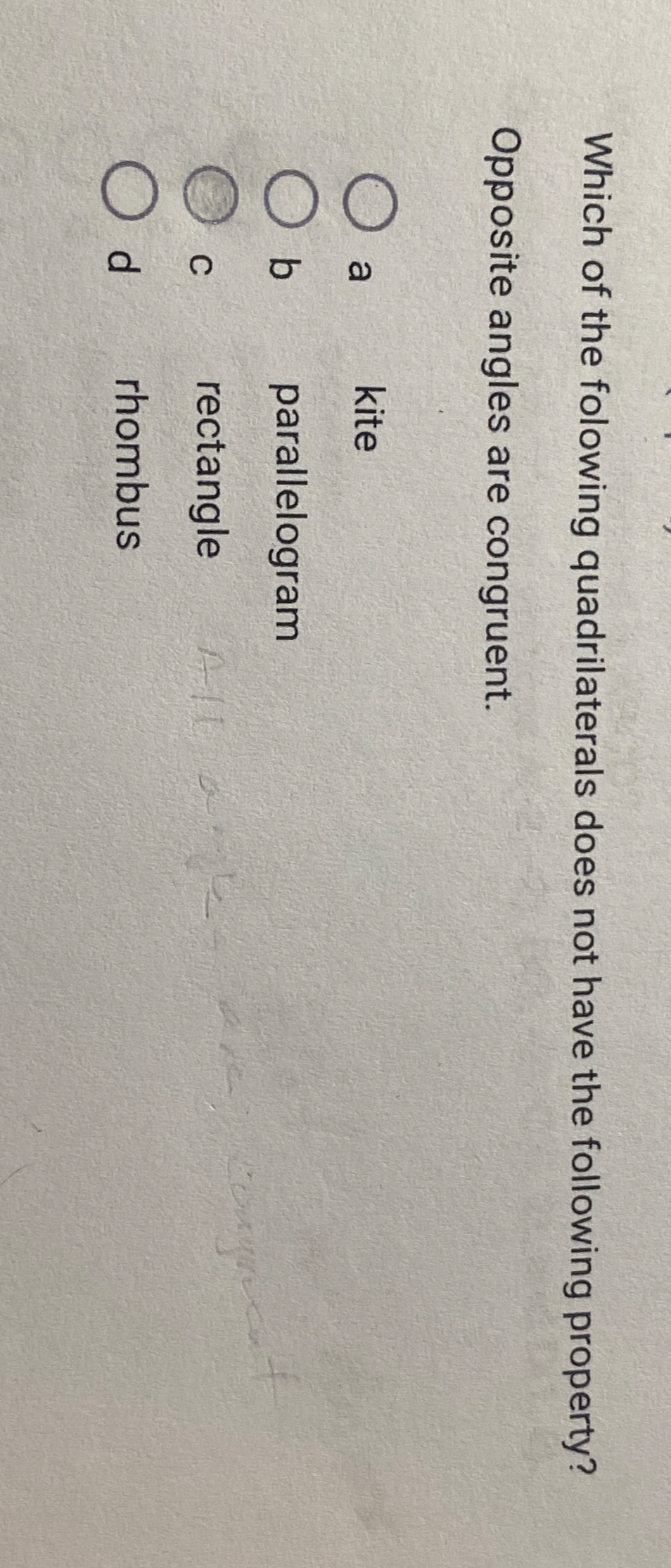 Solved Which of the folowing quadrilaterals does not have | Chegg.com