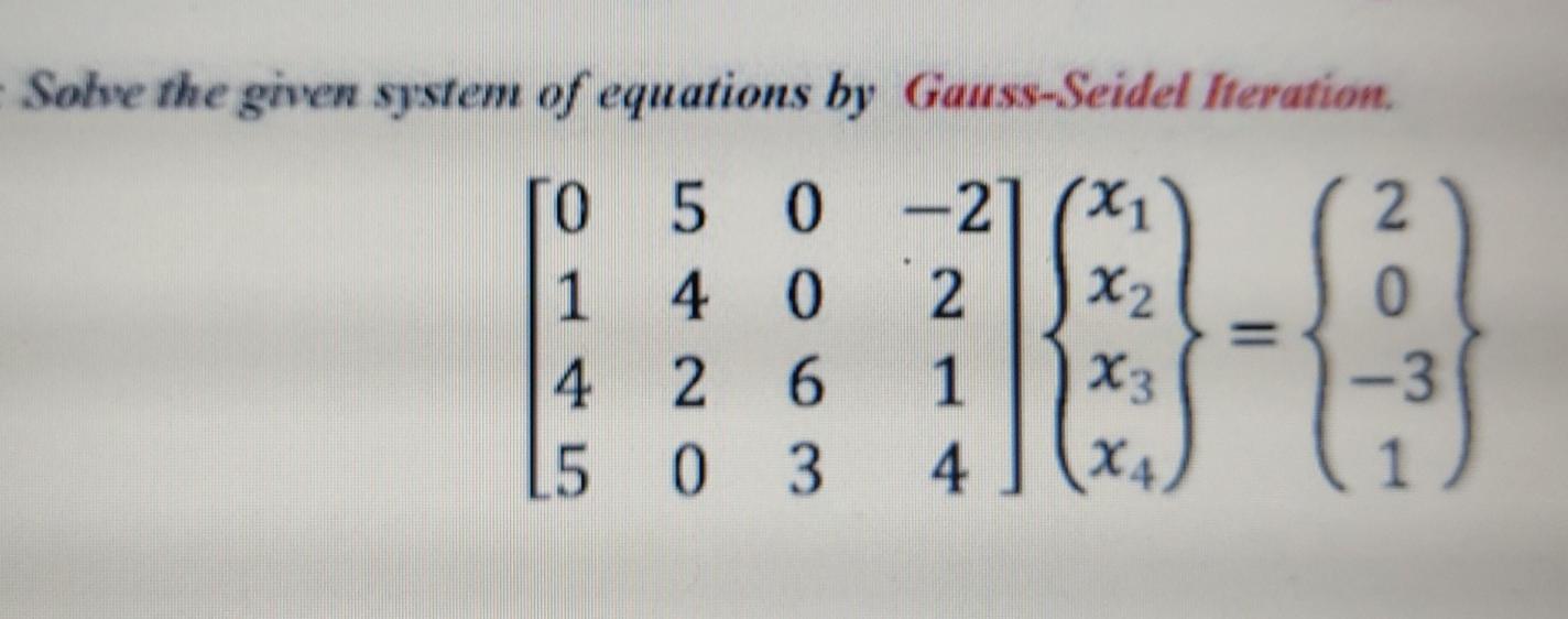 Solved Solve the given system of equations by Gauss-Seidel | Chegg.com