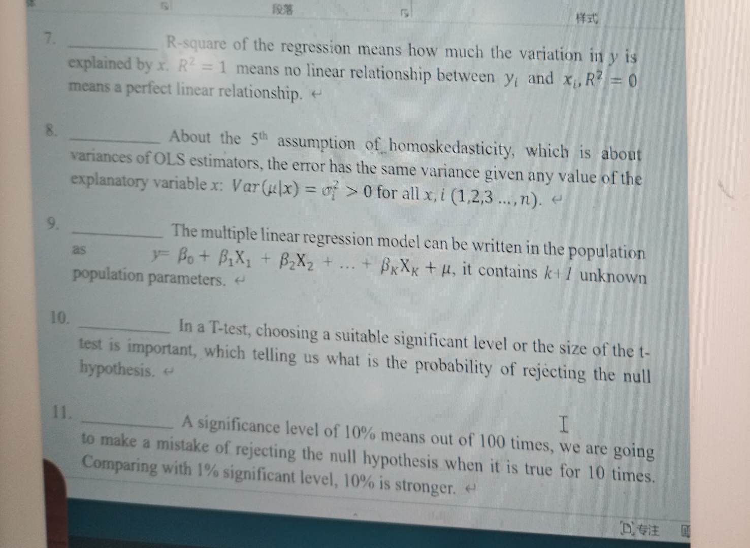 Solved E 28样式7. ﻿R-square of the regression means how much | Chegg.com