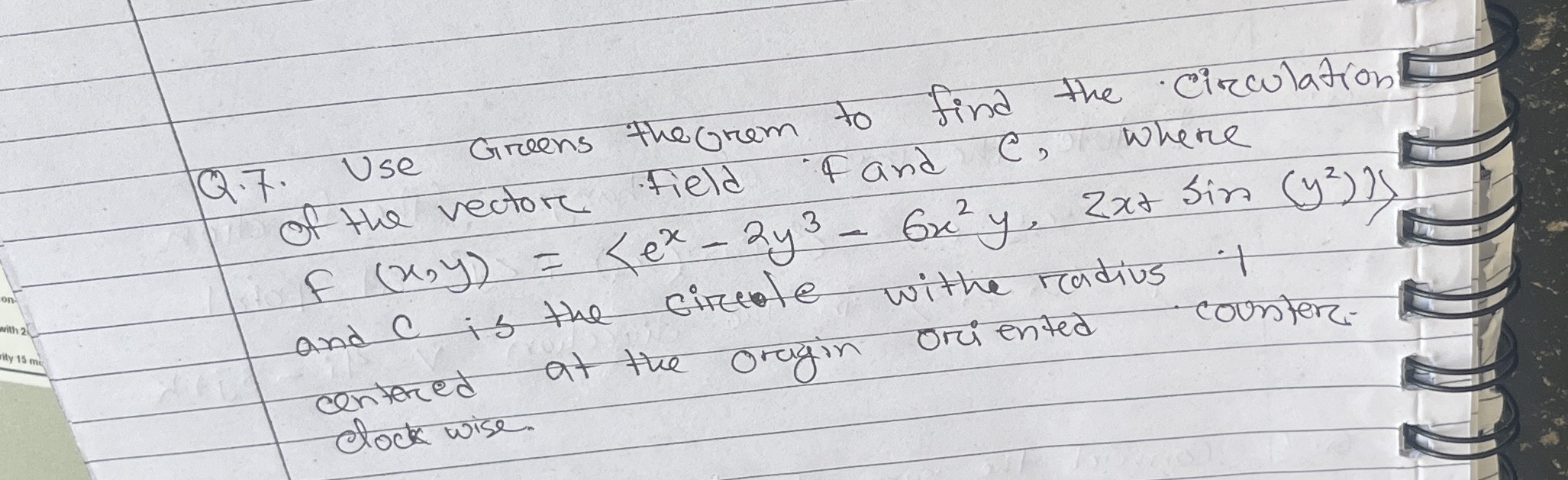 Solved Q.7. ﻿Use Greens the grom to find the circulation of | Chegg.com