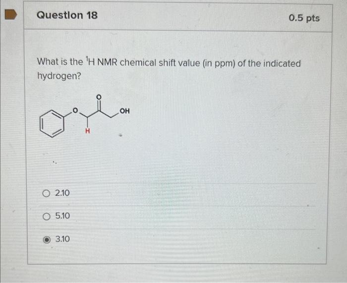 Solved What is the 1H NMR chemical shift value (in ppm) of | Chegg.com