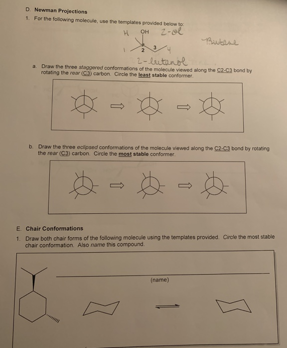 Solved Draw the three staggered conformations of the | Chegg.com