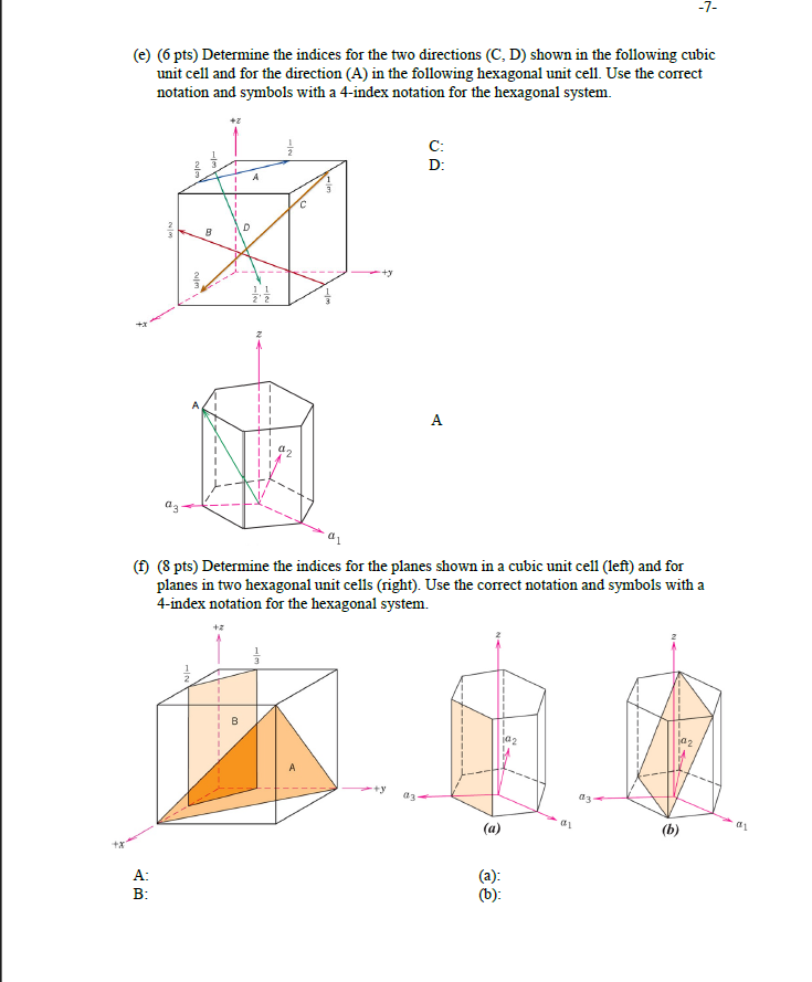Solved (e) (6 ﻿pts) ﻿Determine the indices for the two | Chegg.com