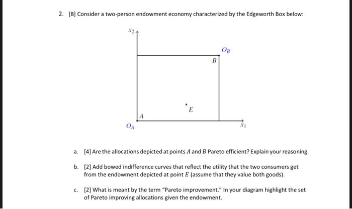 Solved 2. [8] Consider a two-person endowment economy | Chegg.com