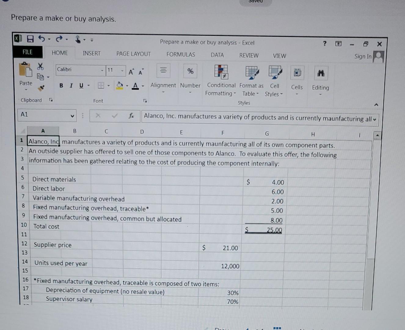 Solved Prepare a make or buy analysis. XD Prepare a make or | Chegg.com