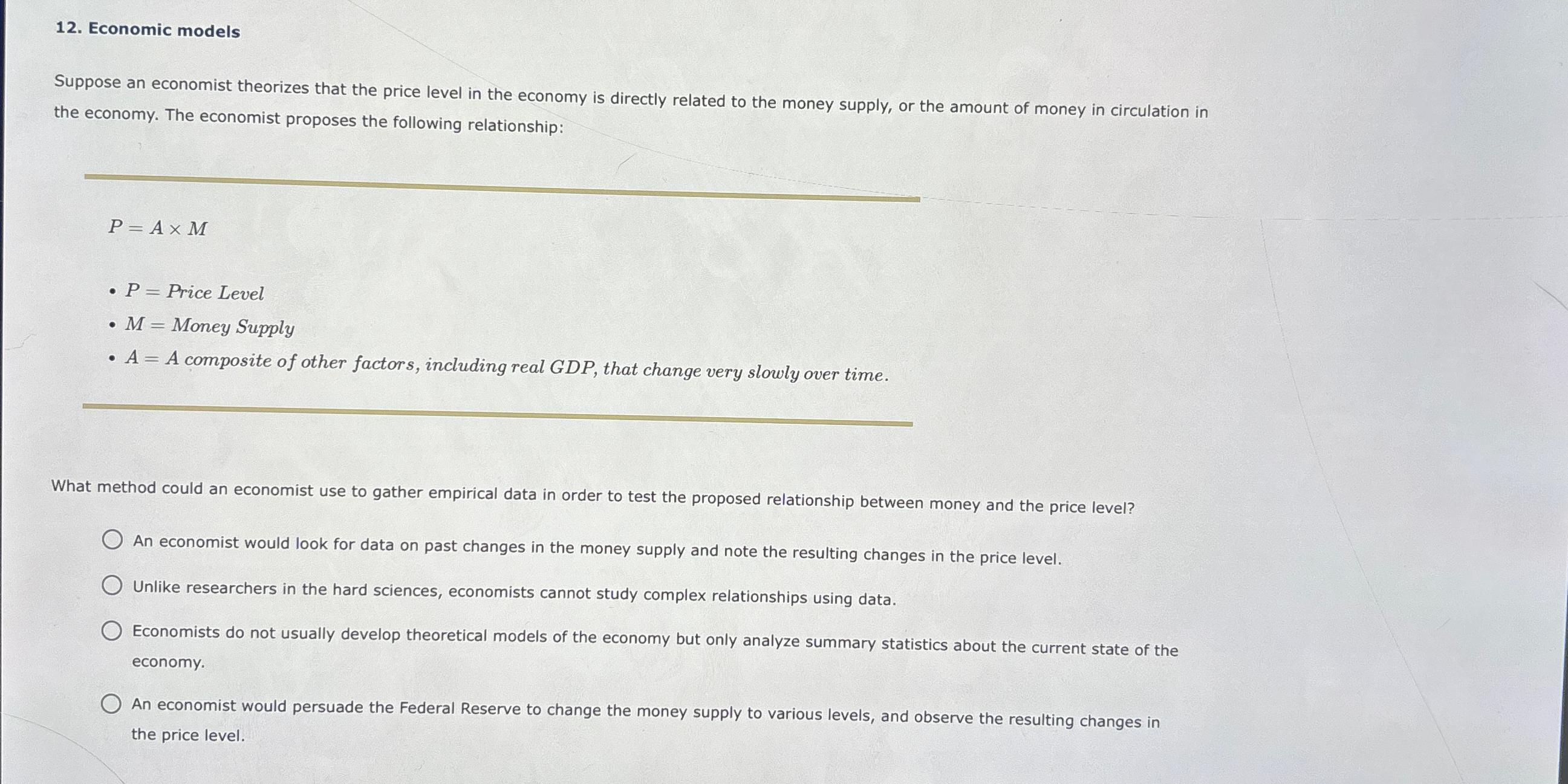 Solved Economic modelsSuppose an economist theorizes that | Chegg.com