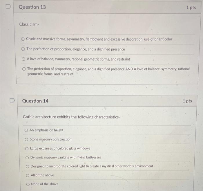 Classicism- Crude and massive forms, asymmetry, | Chegg.com