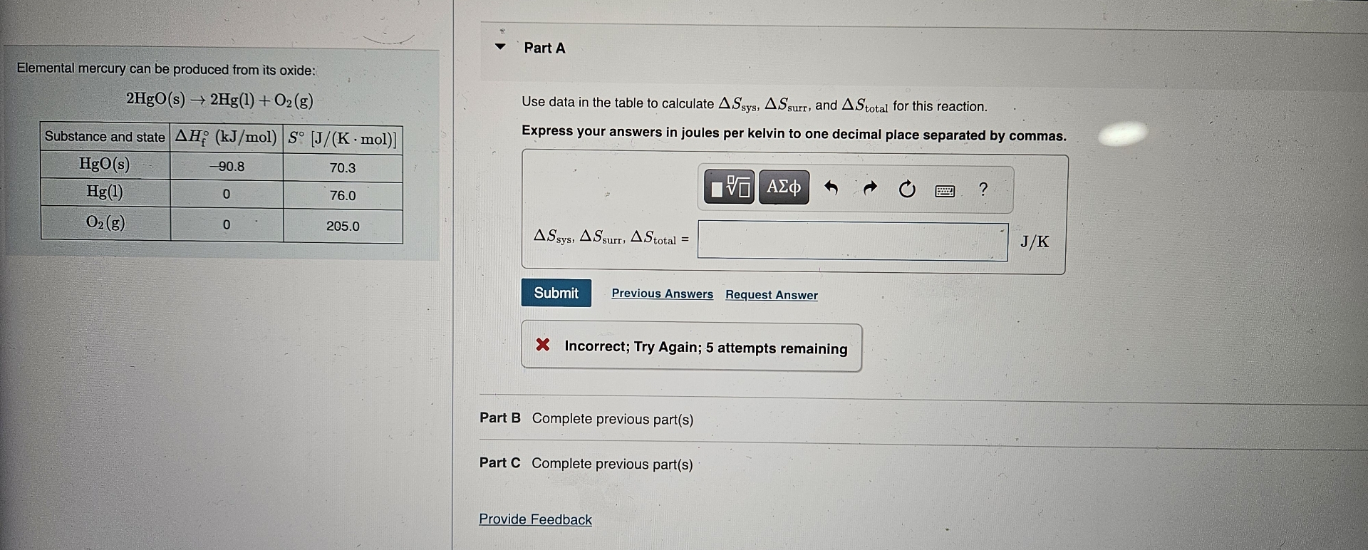 Solved Elemental mercury can be produced from its | Chegg.com