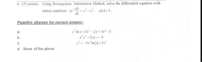 Solved 1. (25 points, Non-Exact DE) Applying the Exact | Chegg.com