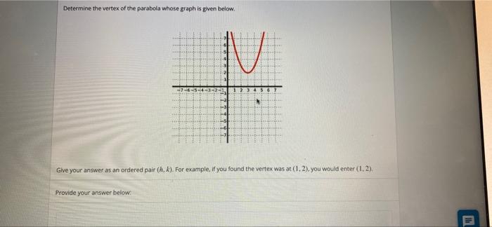 Solved Determine the vertex of the parabola whose graph is | Chegg.com