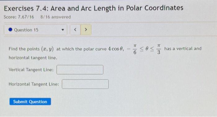 Solved Exercises 7.4: Area and Arc Length in Polar | Chegg.com