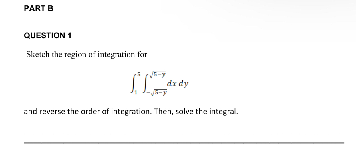 Solved PART BQUESTION 1Sketch the region of integration | Chegg.com