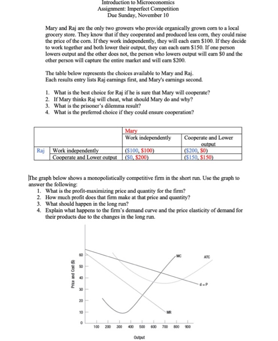 Solved Introduction to Microeconomics Assignment: Imperfect | Chegg.com