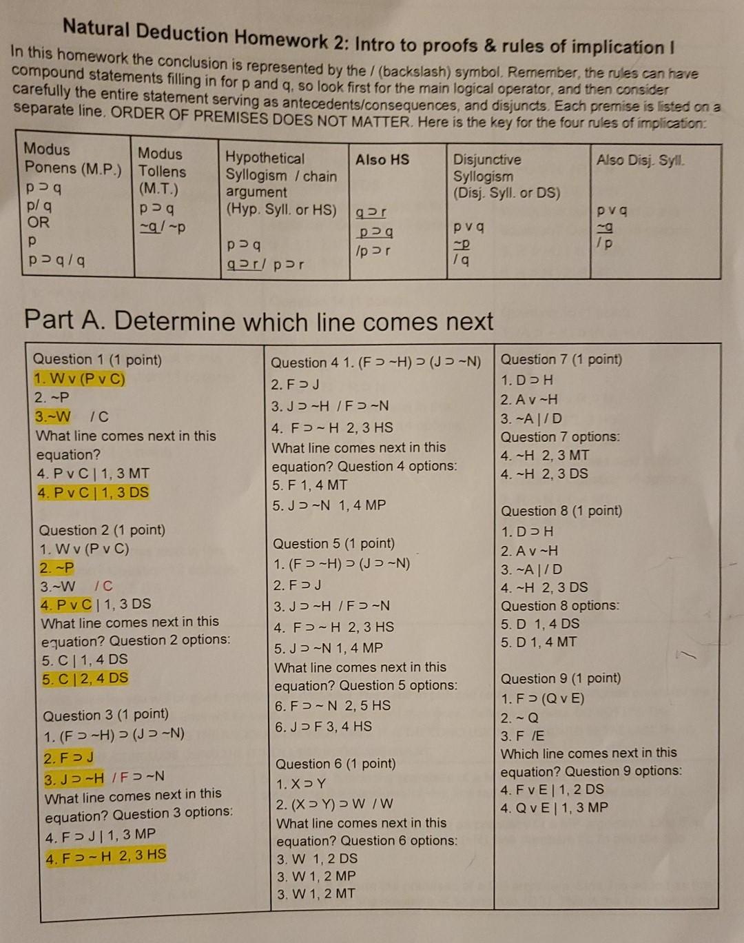 Solved Natural Deduction Homework 2: Intro to proofs & rules | Chegg.com