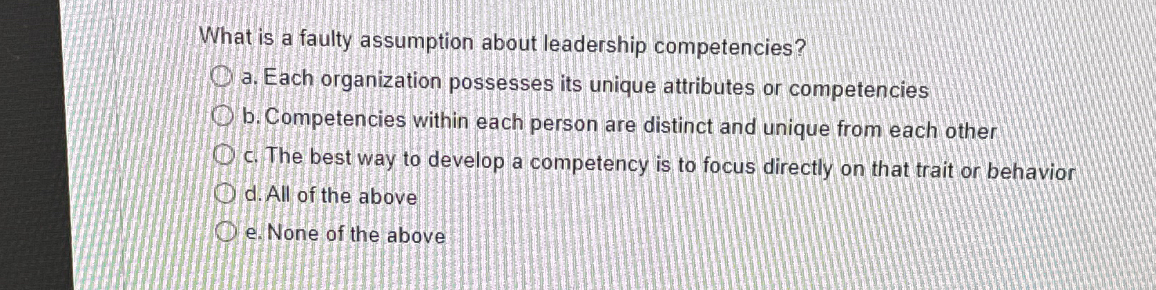 Solved What is a faulty assumption about leadership | Chegg.com