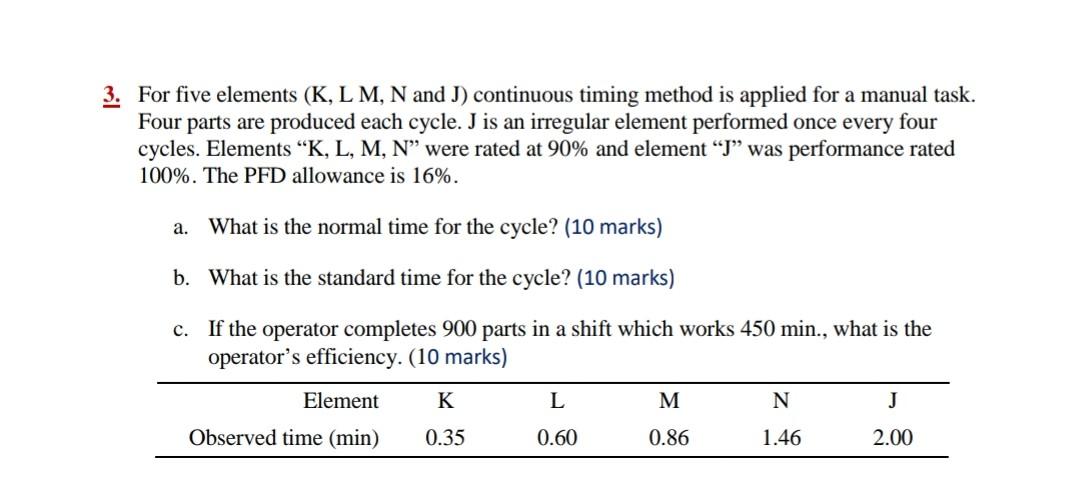 Solved 3. For five elements (K, L M, N and J ) continuous | Chegg.com