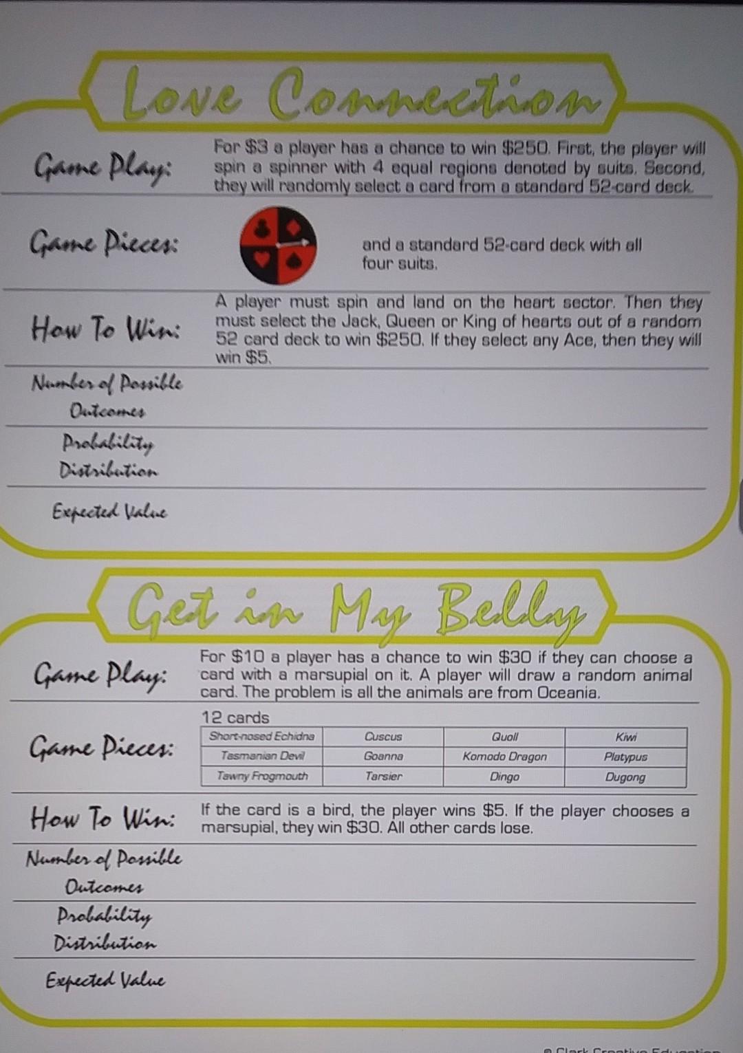 Solved (Love Connection Game Play: For $3 a player has a | Chegg.com