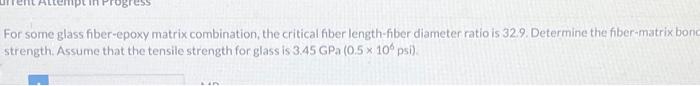 Solved For some glass fiber-epoxy matrix combination, the | Chegg.com