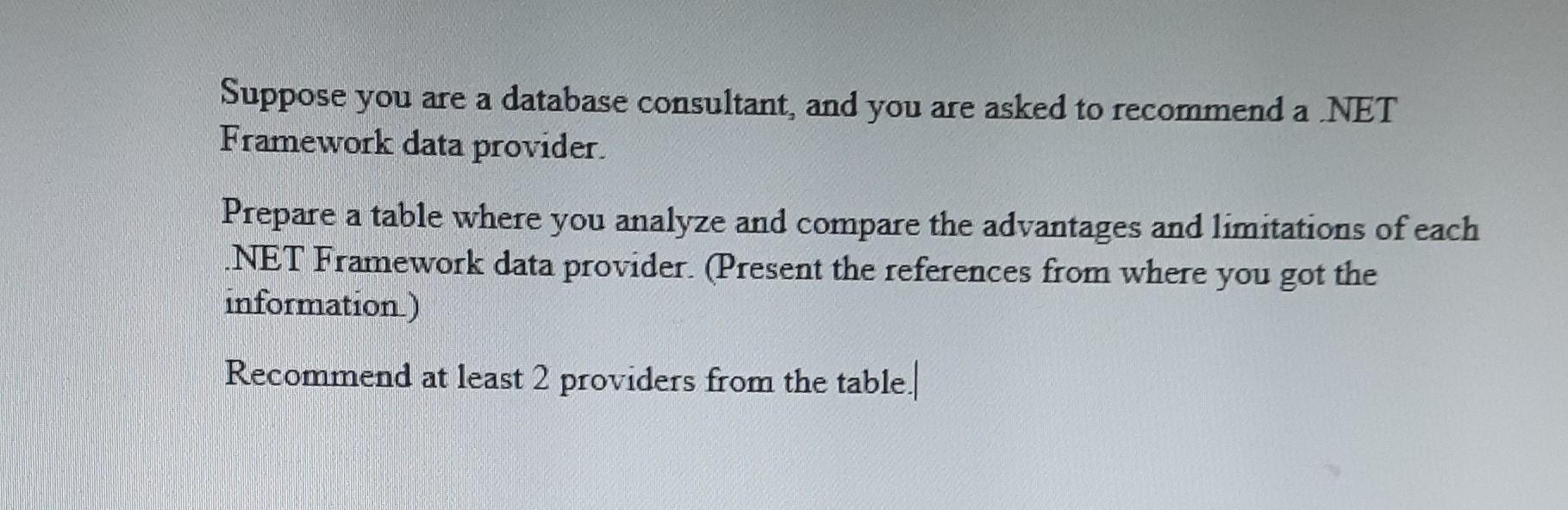 Solved a Suppose you are a database consultant, and you are | Chegg.com