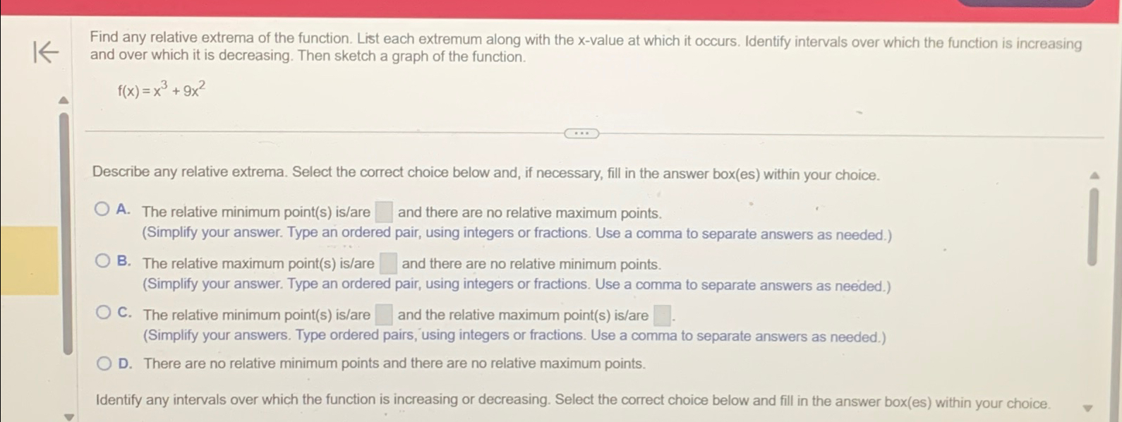 Solved Find any relative extrema of the function. List each | Chegg.com