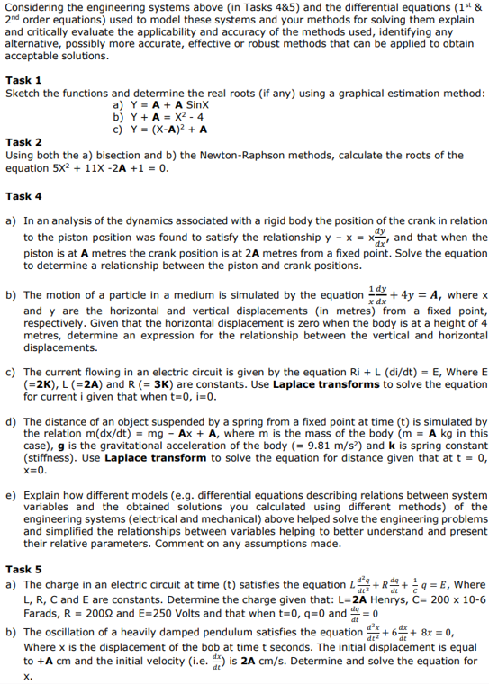 Solved Considering the engineering systems in the attached | Chegg.com
