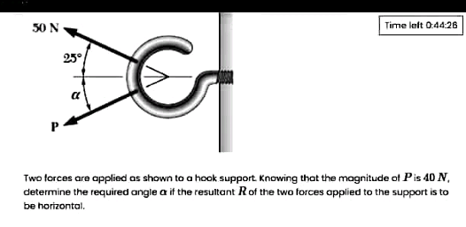 Solved Two forces are applied as shown to a hook support. | Chegg.com