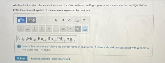 Solved Which of the transition elements in the second | Chegg.com