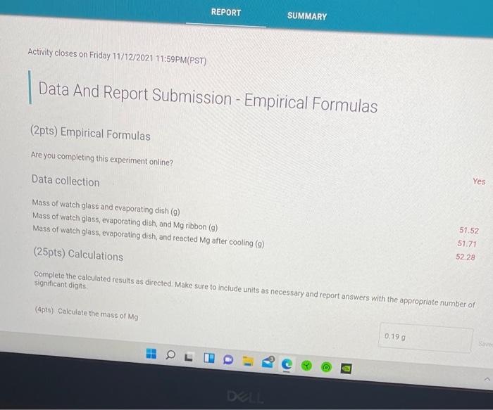 Solved REPORT SUMMARY Activity closes on Friday 11/12/2021 | Chegg.com