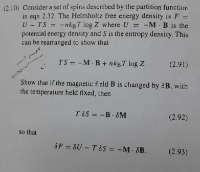 Solved (2.10) ﻿Consider a set of spins described by the | Chegg.com