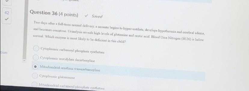 Solved Question 36 (4 ﻿points) ﻿SavedTwo days after a | Chegg.com