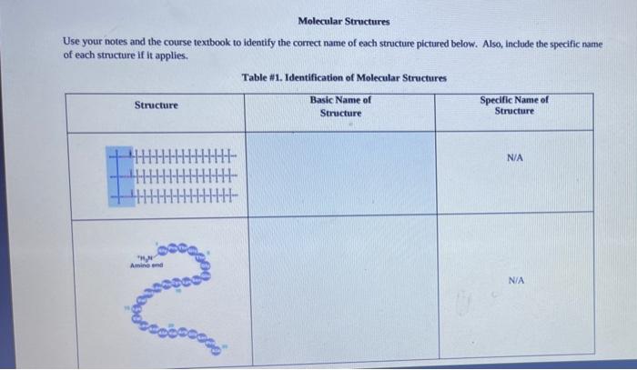 Solved Molecular Structures Use your notes and the course | Chegg.com