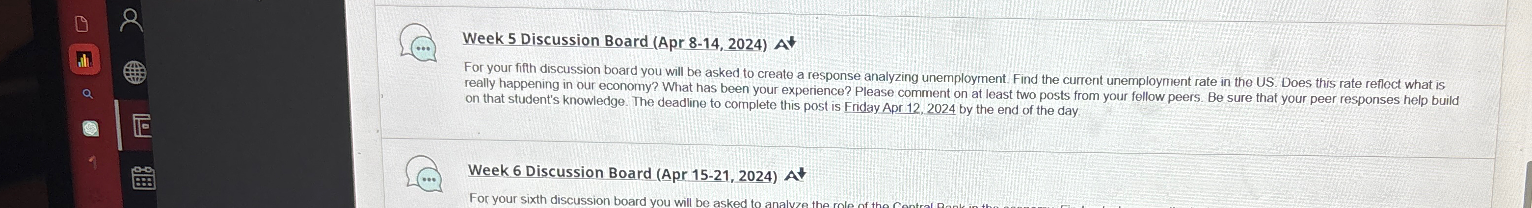 Solved Week 5 ﻿Discussion Board (Apr 8-14, 2024)For your | Chegg.com