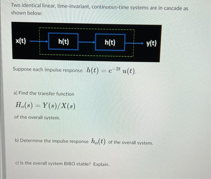 Solved Two identical linear, time-invariant, continuous-time | Chegg.com