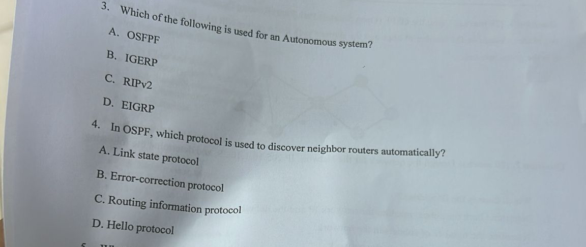 Solved Which of the following is used for an Autonomous | Chegg.com